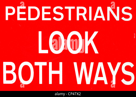 Look both ways before crossing sign next to pedestrian crossing, Falls ...