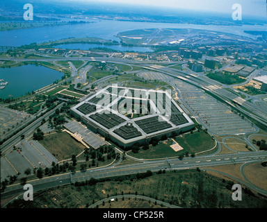 Aerial View of the Pentagon with the Potomac River in the background ...