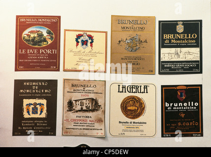 TUSCANY WINE LABELS farms producing Brunello di Montalcino (SI Stock ...