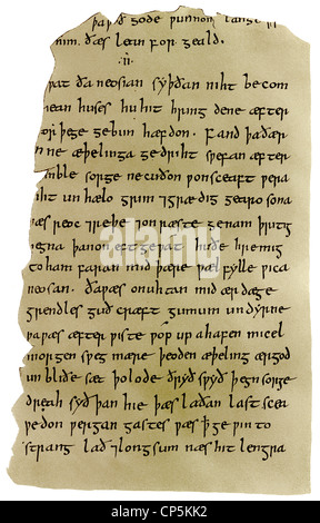 manuscript of Beowulf, an epic heroic poem in Anglo-Saxon alliterative ...