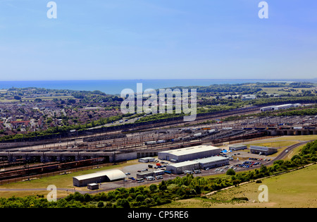 The Channel Tunnel terminal at Folkestone, Kent, England - view from ...