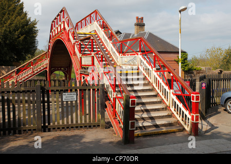 Foot bridge over the railway tracks looking east at Wetheral Station in ...