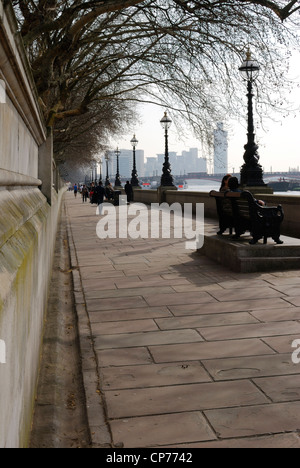 Riverside promenade of Albert Embankment. Lambeth. London. England ...