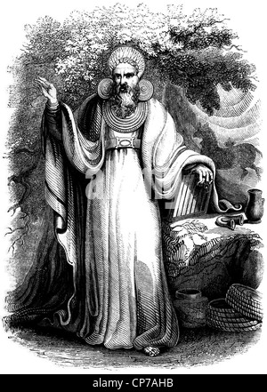 An old engraving of an Arch-Druid in Britain. The illustration shows ...
