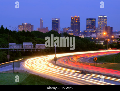 Birmingham, Alabama, USA highway and skyline at dusk Stock Photo - Alamy