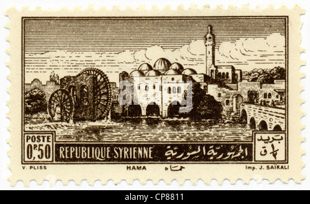 Historic postage stamps from Syria, national coat of arms with an eagle ...