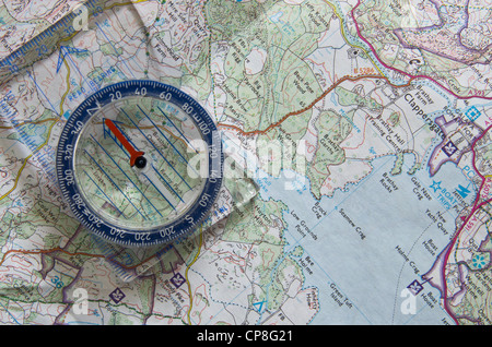 Ordnance Survey map of Windermere with compass Lake District UK North ...
