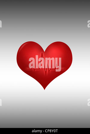 Heart symbol with line graph against grey background Stock Photo - Alamy