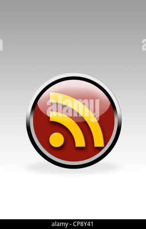 Rss sign icon. Internet button on red background Stock Photo - Alamy