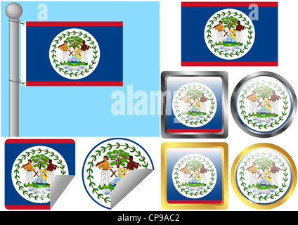 set of buttons with flag of Belize Stock Photo - Alamy