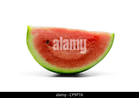 fresh watermelon slice with juicy red flesh and whole watermelon on ...