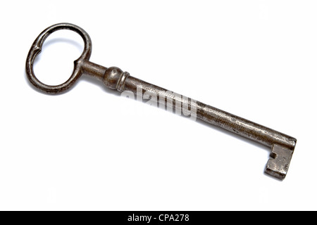 Old key closeup on white background Stock Photo - Alamy