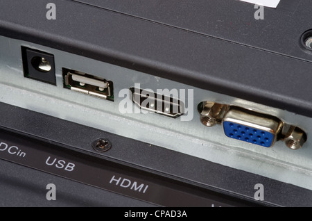 Input and output connectors of the modern TV panel. Hdmi, Lan ...