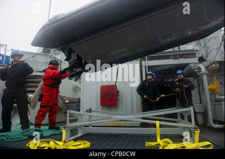 A Canadian Coast Guard Rigid Hull Inflatable Boat (RIB) and crew on ...