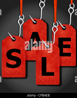 Cardboard tags with word SALE on white background Stock Photo - Alamy