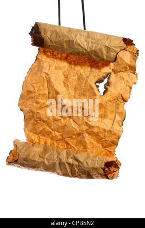 Crumpled sheet from an old letter. Vintage background with isolated ...