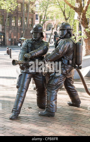 Firefighters Sculpture at occidental park, Seattle, Washington state ...
