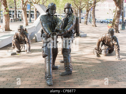 Firefighters Sculpture at occidental park, Seattle, Washington state ...