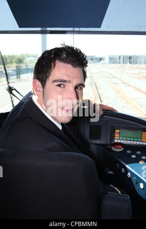 Close up of train driver controls, on footplate inside vintage UK steam ...