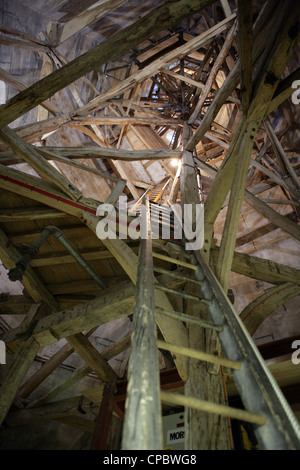 wooden scaffolding inside Salisbury Cathedral spire Stock Photo - Alamy