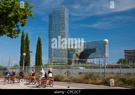 Spain, Barcelona, the Gas Natural building designed by the architects ...
