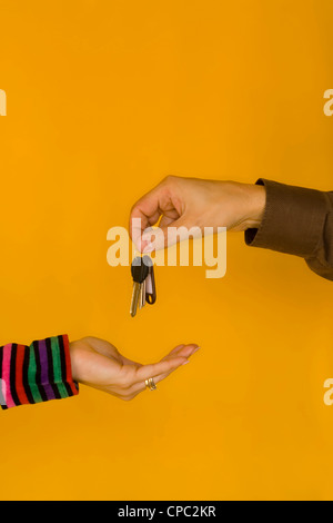 female estate agent passing keys to customer Stock Photo - Alamy