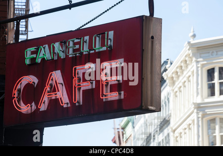 Fanelli Cafe neon sign, SoHo, NYC Stock Photo - Alamy