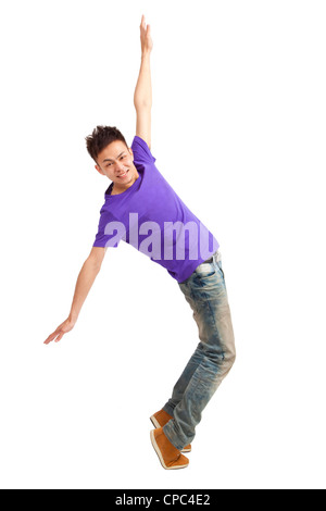 Cool dancing young man isolated on white Stock Photo - Alamy