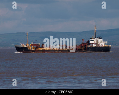 Sand Dredger in the Bristol Channel seen from a Tug Stock Photo - Alamy