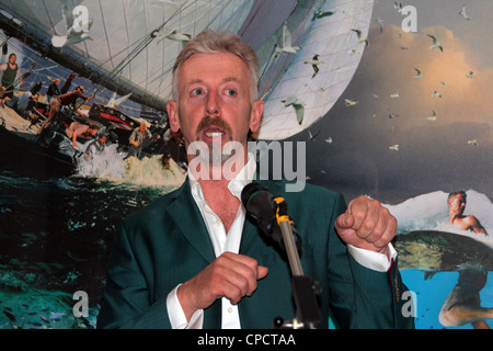 The Scottish artist David Mach and one of his coat hanger sculptures at ...