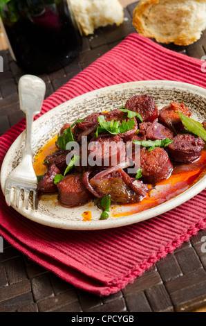 Spicy chorizo tapas Stock Photo - Alamy
