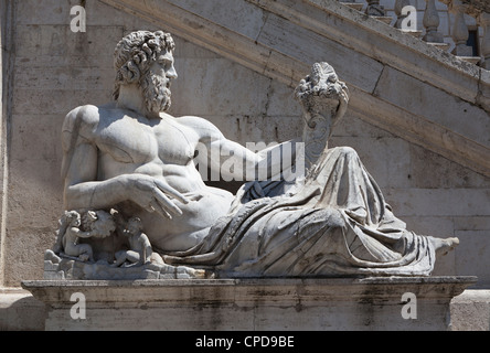 Statue of a reclining figure in Piazza del Campidoglio Rome Stock Photo ...