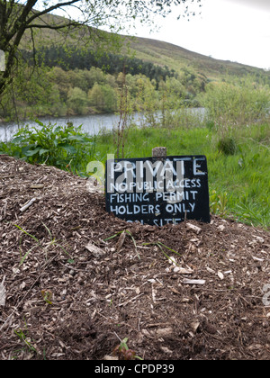 Private Fishing Permit Only sign at Lussa Loch on the Kintyre Peninsula ...