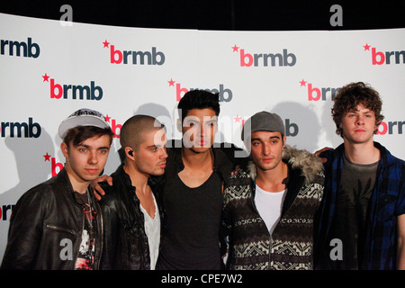 All five members of The Wanted boyband,backstage for a photocall before ...