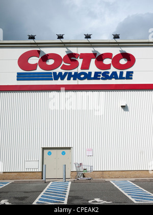 The Costco American supermarket chain sign, building and logo at ...