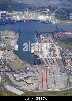 An aerial view of Teesport, Middlesborough, Teeside, North East England ...