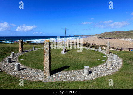 Droskyn Sundial, Millennium Landmark, Perranporth village; Cornwall ...