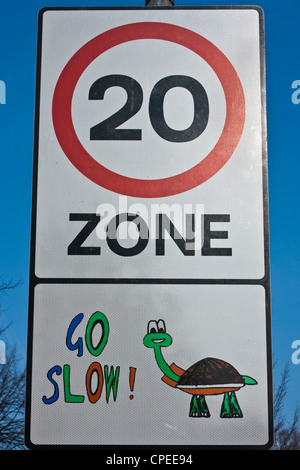 A 20mph zone road sign Stock Photo - Alamy