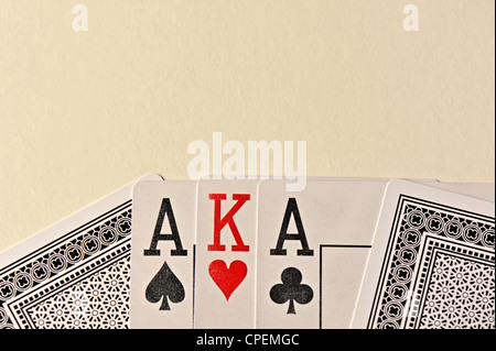 Playing cards spelling out "AKA Stock Photo - Alamy
