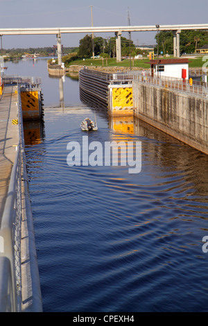 Florida Lake Okeechobee,Port Mayaca Locks,boat,entering,visitors travel ...