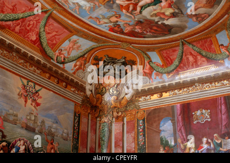 Wall and ceiling of the Great Hall, Hampton Court Palace, Surrey ...