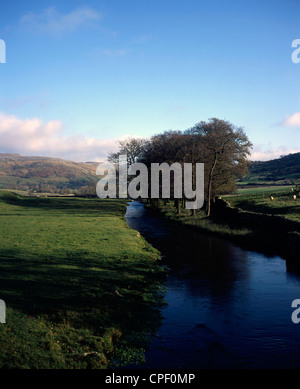 Austwick Beck with Studrigg Scar and Long Scar in the background winter ...