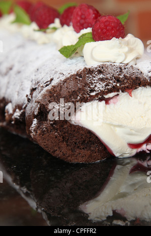 Raspberry and chocolate roulade Stock Photo - Alamy