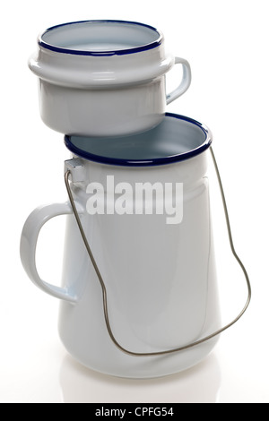 White enamel Billy can Stock Photo - Alamy
