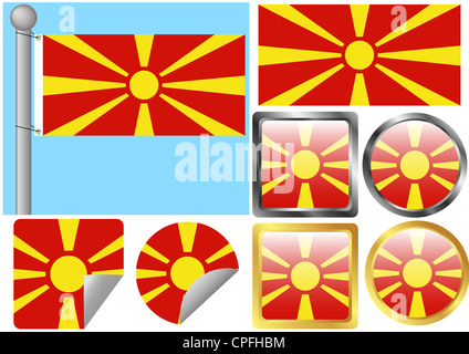 Macedonia flag icon set. Macedonian pennant in official colors and ...