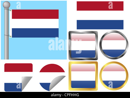 Netherlands flag icon set. National flag of Netherlands illustration ...