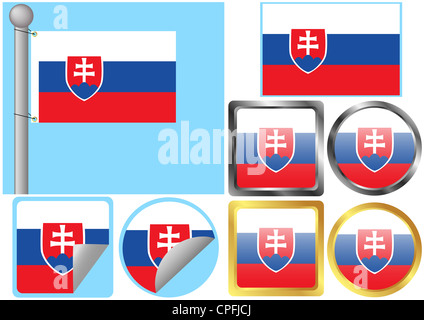 set of badges with flag of Slovakia illustration Stock Photo - Alamy