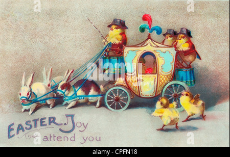 Easter Joy Attend You - Chicks driving coach pulled by bunnies ...