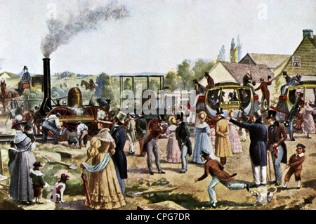 THE FIRST TRAIN ON THE STOCKTON AND DARLINGTON RAILWAY Stock Photo - Alamy