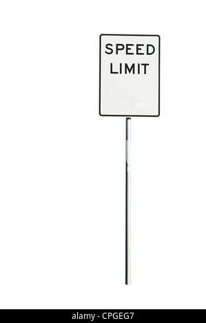 Blank Speed Limit Sign on Metal Pole Isolated on White Background Stock ...